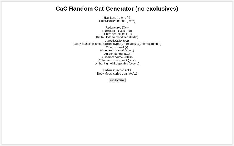 CaC Random Cat Generator (no exclusives)