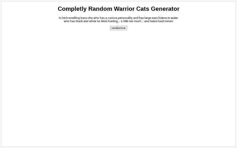Completly Random Warrior Cats Generator