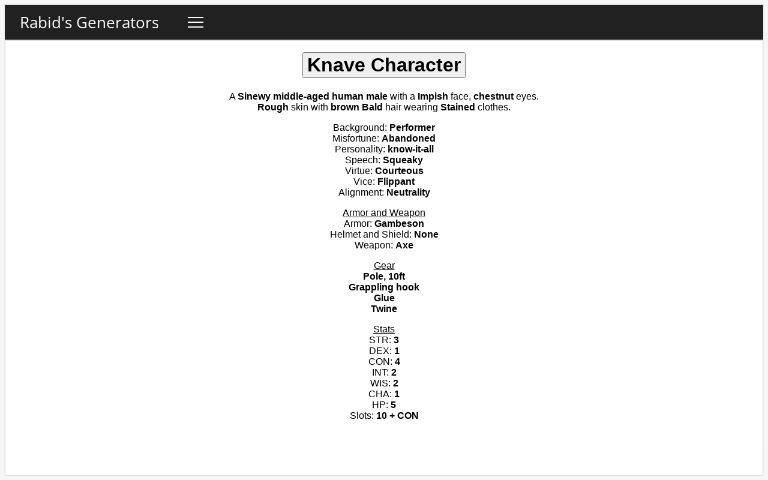 Knave Character ― Perchance Generator