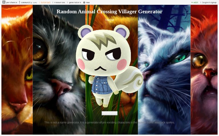 Random Animal Crossing Villager Generator