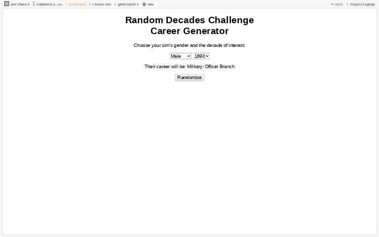 Random Decades Challenge Career Generator