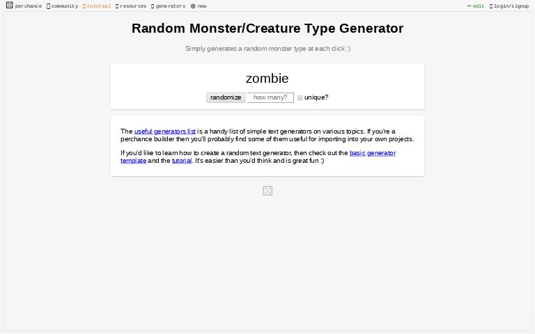 Random Monster/Creature Type Generator