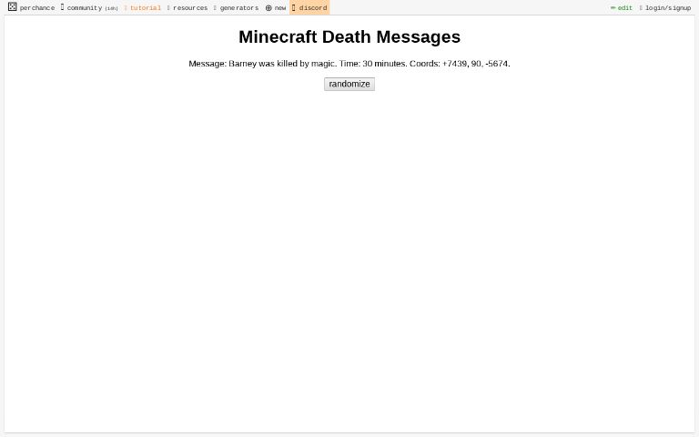 Minecraft Death Messages ― Perchance Generator