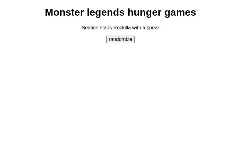 Monster legends hunger games ― Perchance Generator