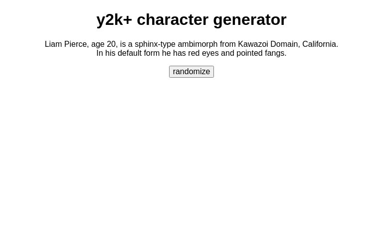 y2k+ character generator
