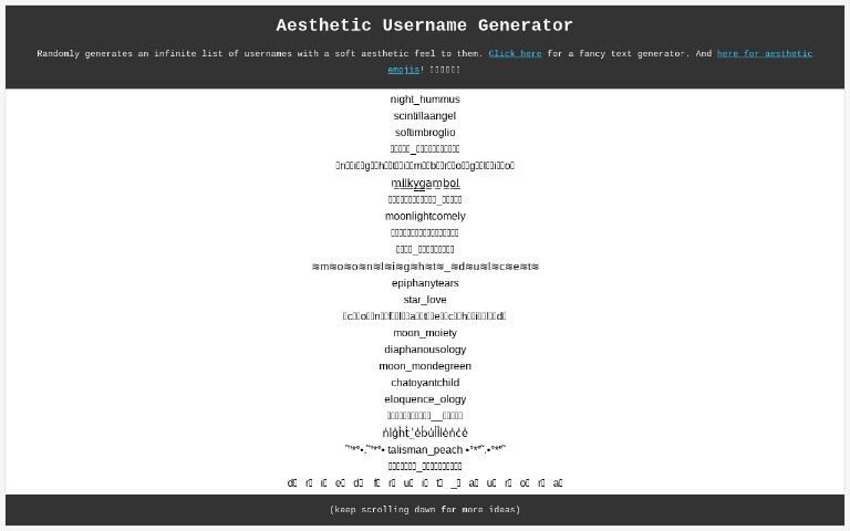 Aesthetic Username Generator