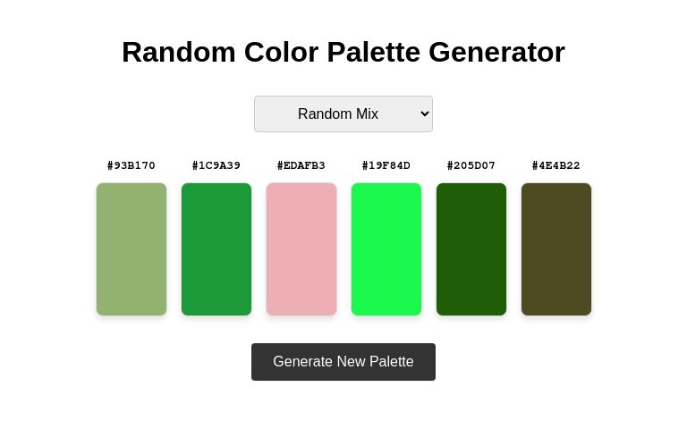 Random Color Palette Generator
