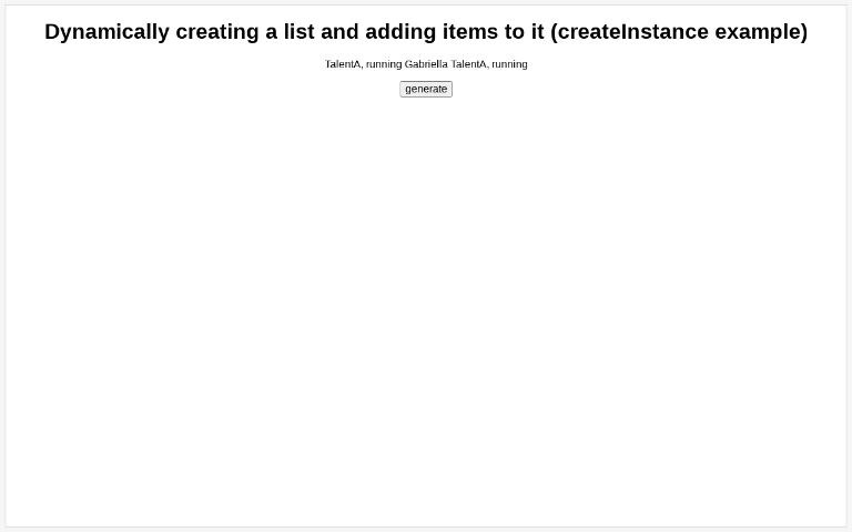 Dynamically creating a list and adding items to it (createInstance example) ― Perchance Generator