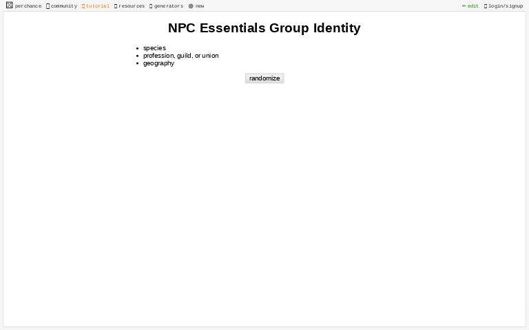 NPC Essentials Group Identity ― Perchance Generator
