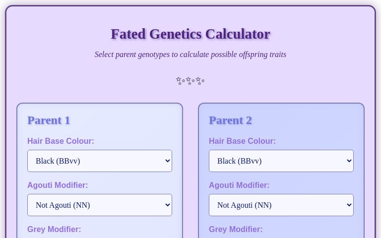 Fated Genetics Calculator ― Perchance Generator