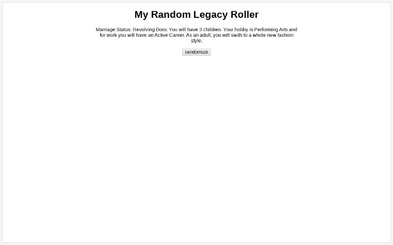 My Random Legacy Roller ― Perchance Generator