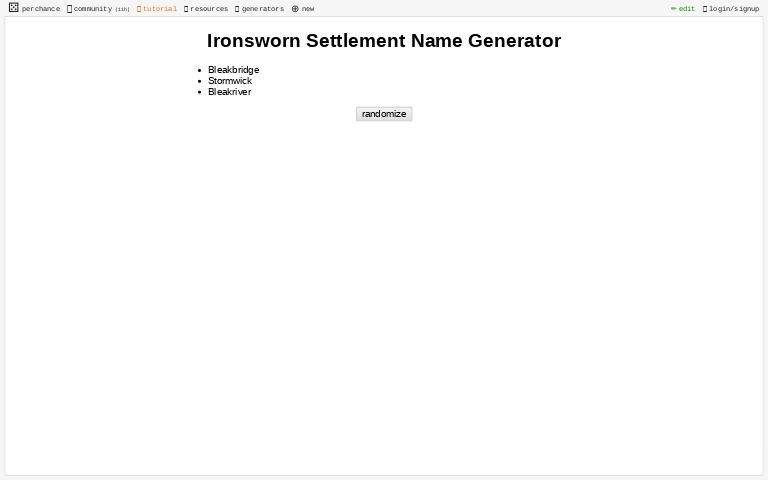 Ironsworn Settlement Name Generator