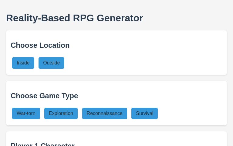 Reality-Based RPG Generator