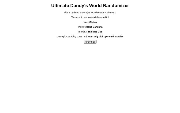 Ultimate Dandy's World Randomizer ― Perchance Generator
