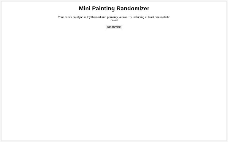 Mini Painting Randomizer ― Perchance Generator