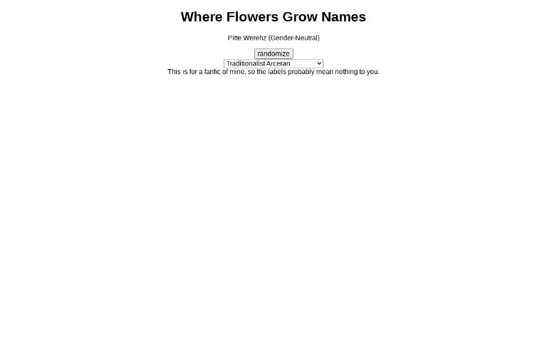 Where Flowers Grow Names ― Perchance Generator