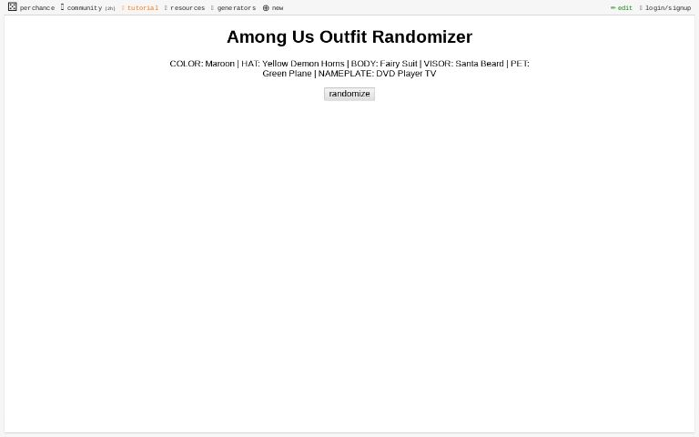 Among Us Outfit Randomizer ― Perchance Generator
