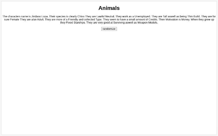 Animals ― Perchance Generator