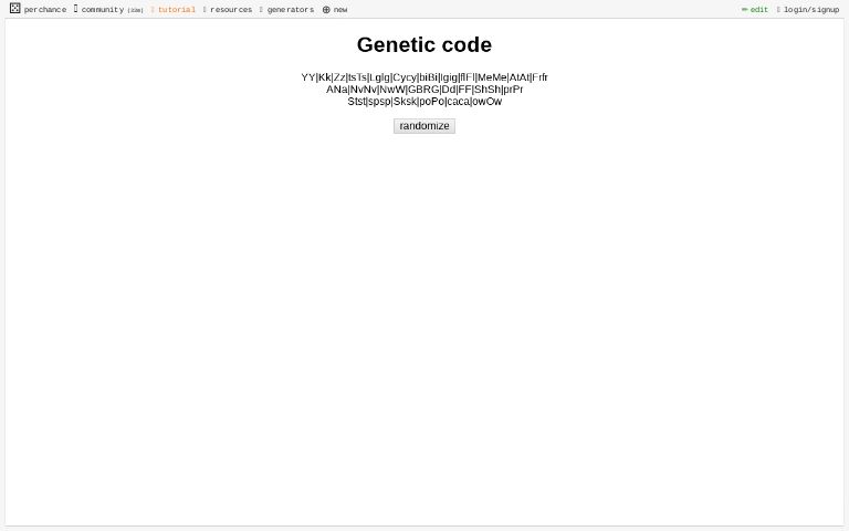 Genetic code ― Perchance Generator