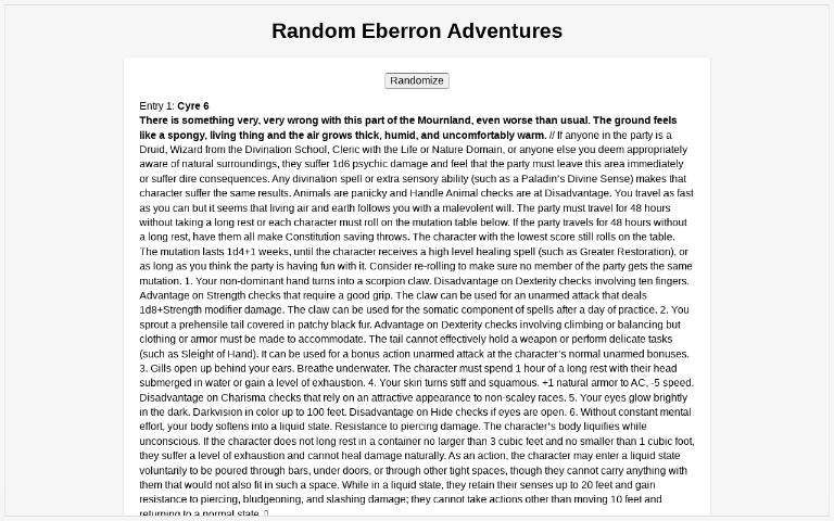 Random Eberron Adventures ― Perchance Generator