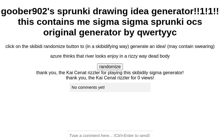 goober902's sprunki drawing idea generator!!1!1!! this contains me ...