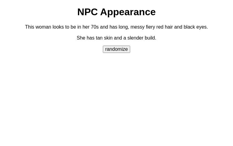 NPC Appearance ― Perchance Generator