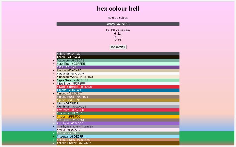 hex colour hell ― Perchance Generator