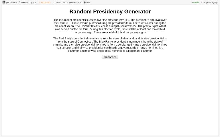 Random Presidency Generator