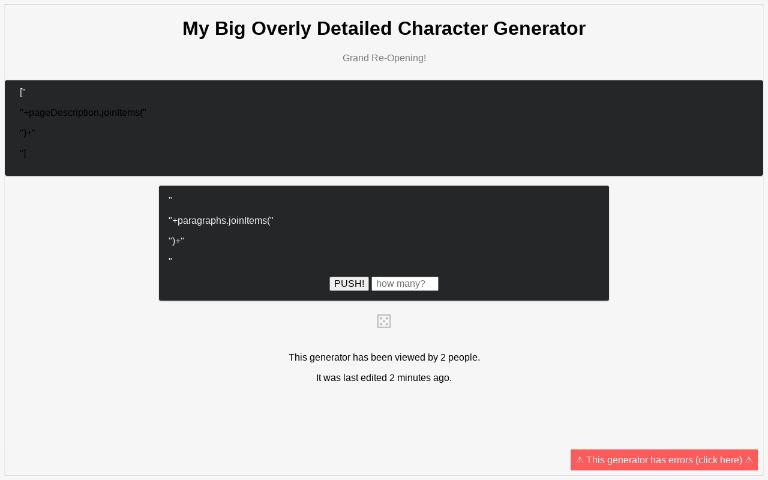 My Big Overly Detailed Character Generator