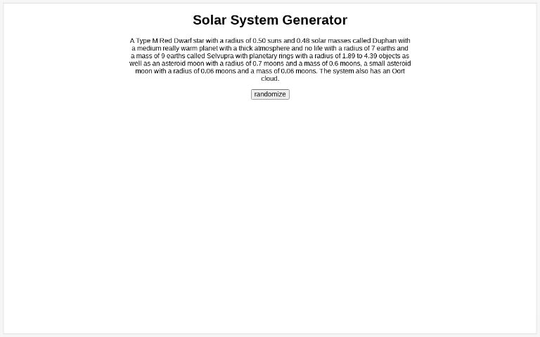 Solar System Generator