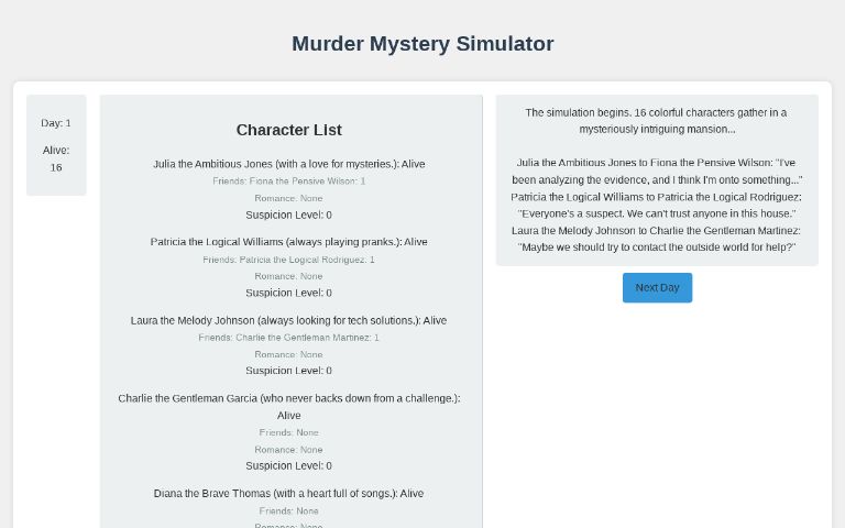 Murder Mystery Simulator ― Perchance Generator