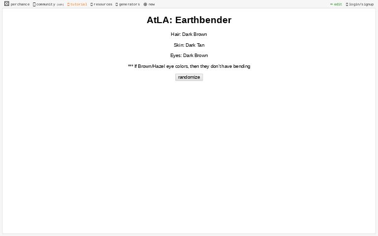 AtLA: Earthbender ― Perchance Generator