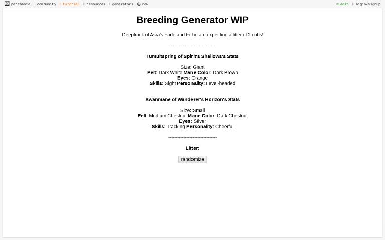 Breeding Generator WIP