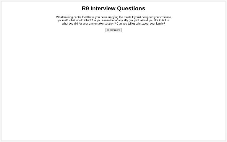 R9 Interview Questions ― Perchance Generator