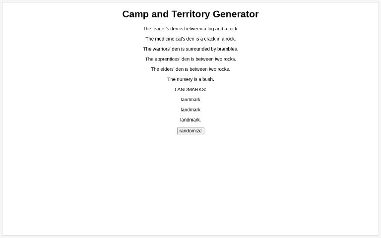 Camp and Territory Generator