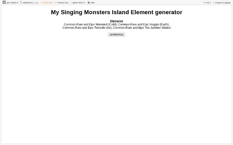 My Singing Monsters Island Element generator