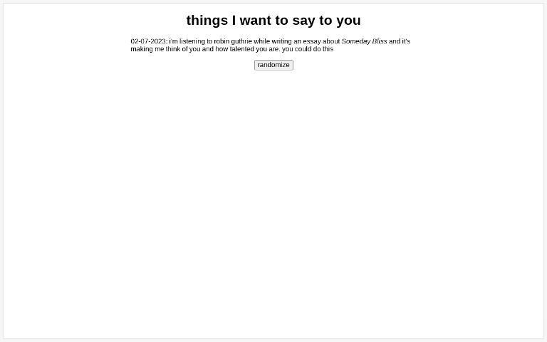 things I want to say to you ― Perchance Generator