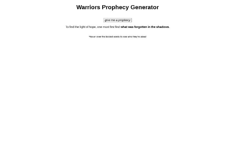 Warriors Prophecy Generator