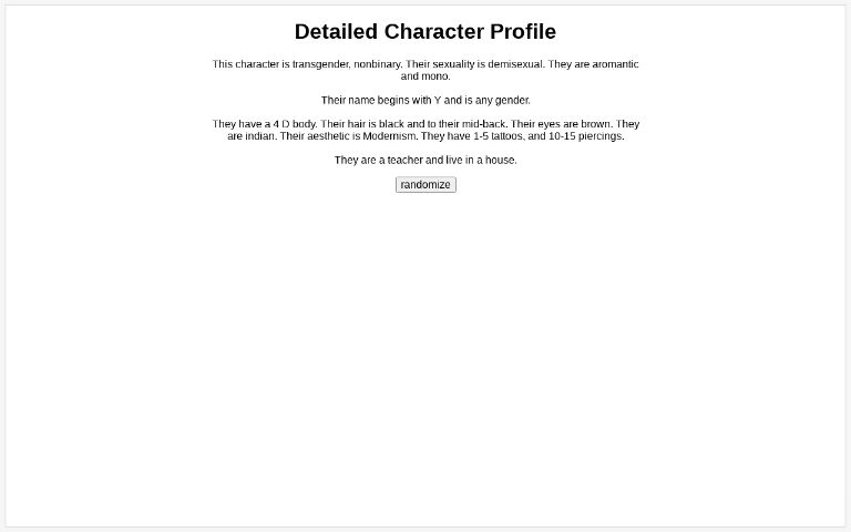 Detailed Character Profile ― Perchance Generator