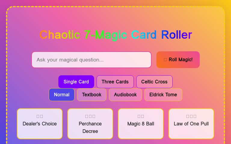 Chaotic 7-Magic Card Roller ― Perchance Generator