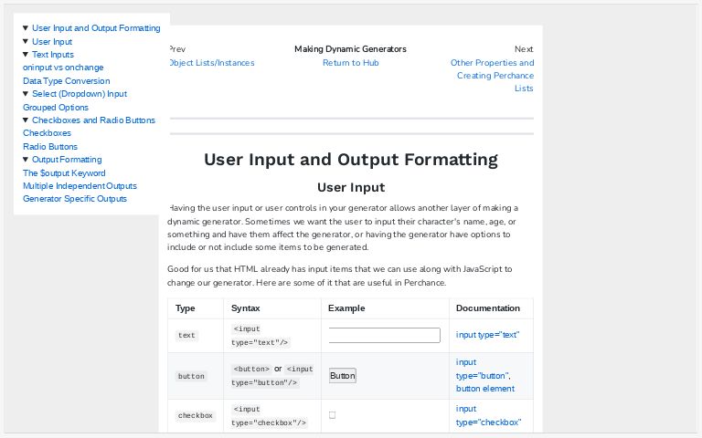 User Input and Output Formatting ― Perchance Generator