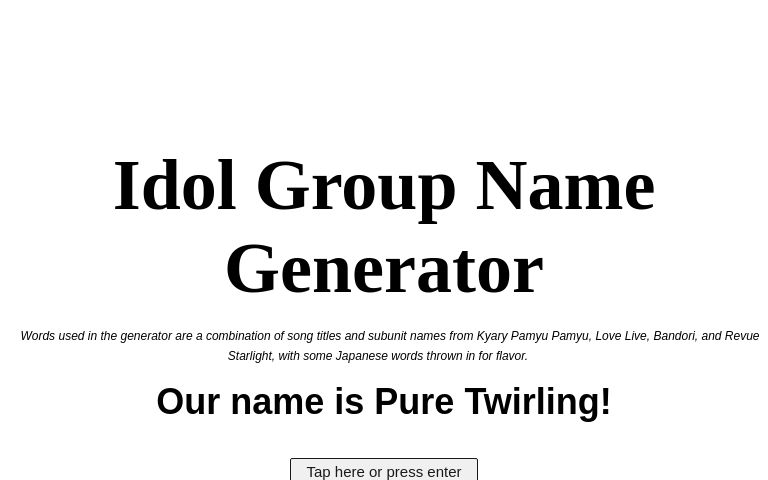 Idol Group Name Generator
