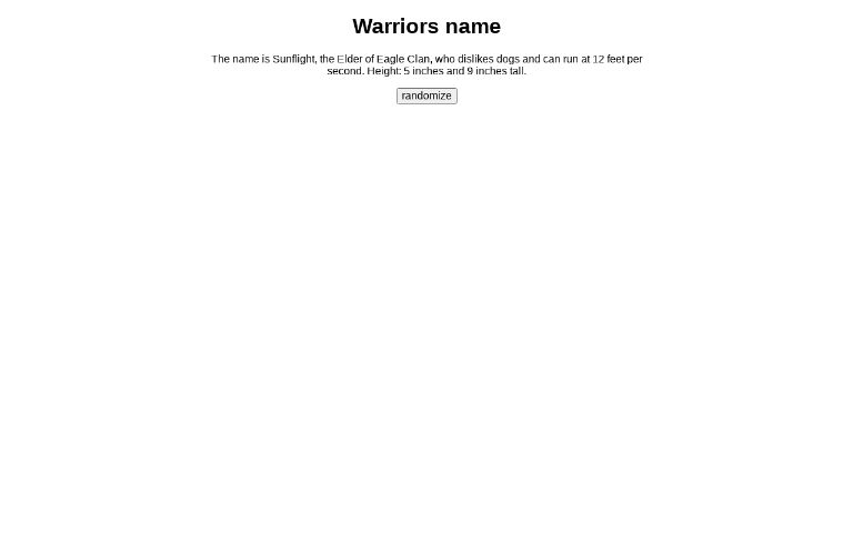Warriors name ― Perchance Generator