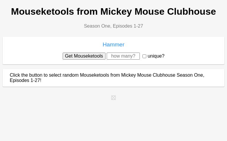 Mouseketools from Mickey Mouse Clubhouse ― Perchance Generator