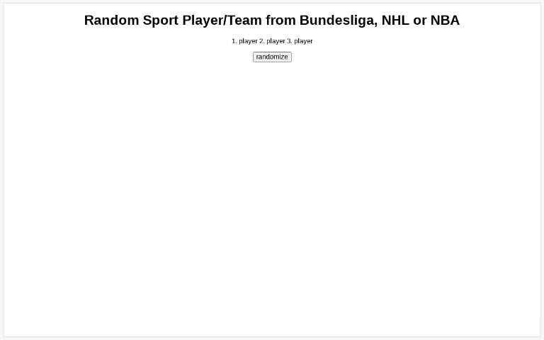 Random Sport Player/Team from Bundesliga, NHL or NBA ― Perchance Generator