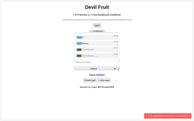 Devil Fruit ― Perchance Generator
