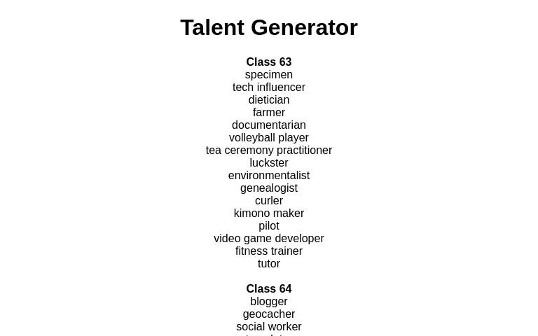 Talent Generator