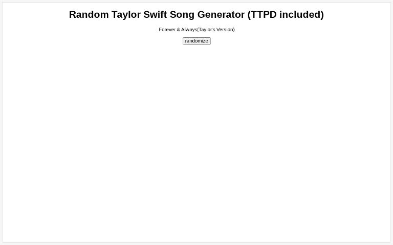 Random Taylor Swift Song Generator (TTPD included)