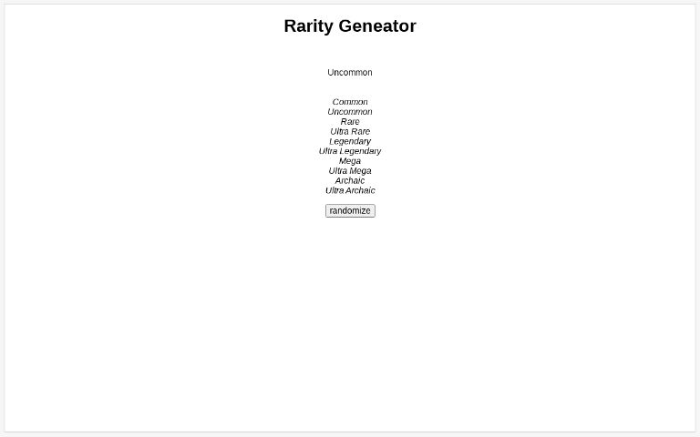 Rarity Geneator ― Perchance Generator