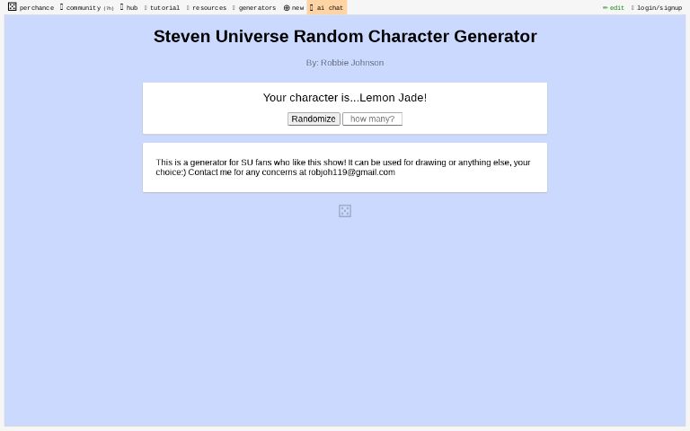 Steven Universe Random Character Generator